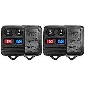 KeylessOption Just The Case Keyless Entry Remote Car Key Fob Shell Replacement - Black (Pack of 2)