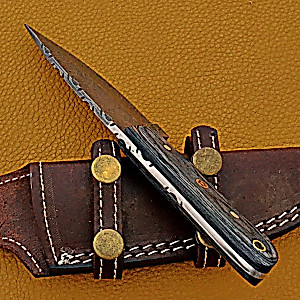 Smart & Sharp Custom Handmade Damascus Steel Hunting Knife Skinning Knife SS-17411 ( Black Wood ) (Black)