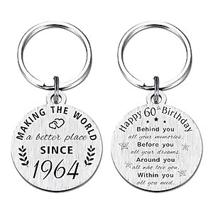 ABNTY 60th Birthday Gifts for Women Men, 60 Year Old Birthday Keychain, Born in 1964 Gifts, 1964 Birthday Decorations