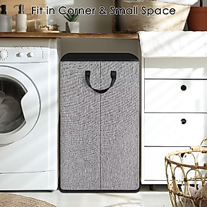 Large Laundry Hamper 84L, 24.5" Tall Collapsible Laundry Hamper with Sturdy Handles, Rectangular Dirty Clothes Hamper for Bathroom Bedroom, Durable Storage Basket for Clothes Toys (Bag Not Include)