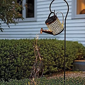 NAXIAOTIAO Solar Watering Can Light Firefly Bunch Lights Waterproof Waterfall String Lights, Outdoor Garden Fairy Light Decor for Home Path Patio Yard Lawn Metal Statues