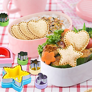 Sandwich Cutter and Sealer Set, 34Pcs Bread Sandwich Decruster Maker Vegetable Fruit Cookie Cutters for Kids Bento Lunch Box DIY Cookie Stamps Mold Heart Mickey Dinosaur christmas tree Shapes Cutters