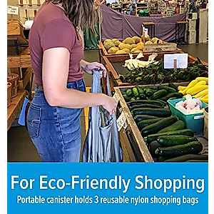 Camco 53104 Grab-A-Bag Shopping Bag Canister - an Eco-Friendly Shopping Solution - Includes (3) Reusable Shopping Bags