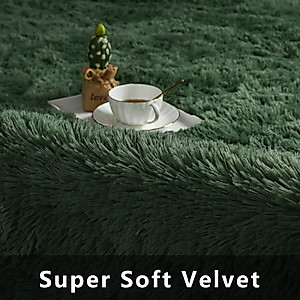 Jocovieh Large Soft Deep-Green Rugs for Bedroom, 6x9 Feet Fluffy Carpets, Indoor Modern Plush Area Rugs for Living Room Kids Girls Room, Non-Slip Shag Rug for Nursery Home Decor, Deep-Green