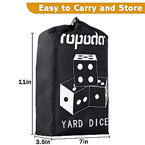 ropoda Giant Wooden Yard Dice,Outdoor Game Giant Dice Set Yard Game 3.5"-Includes 6 Dice, Scoreboard and Canvas Carrying Bag-Great Backyard and Lawn Game