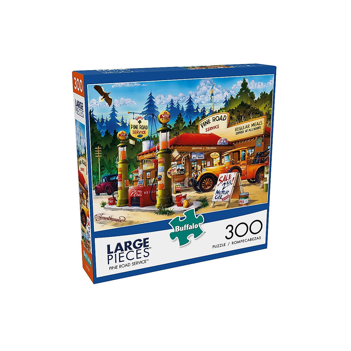 Buffalo Games - Pine Road Service - 300 Large Pieces Jigsaw Puzzle for Adults Challenging Puzzle Perfect for Game Nights - 300 Large Piece Finished Puzzle Size is 21.25 x 15.00