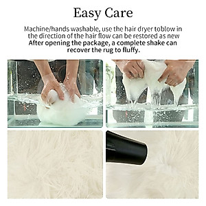 HOMBYS 10x14 Oversized Faux Fur Area Rug for Living Room Bedroom, Super Soft & Fluffy White Faux Sheepskin Play Carpet for Kids Children, Luxury Plush Furry Décor Shaggy Feet Mat for Bedside
