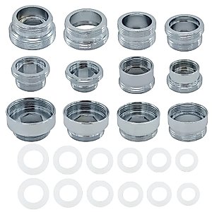 12 Pieces Faucet Adapter Kit Kitchen Aerator Adapter Male To Female,Male To Male Faucet Adapter Water Hose Adapter(Faucet Adapter Various Sizes)