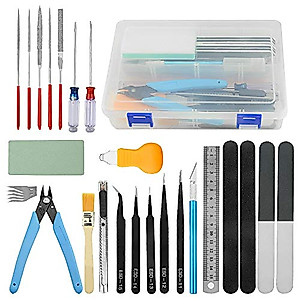 XINGYHENG 28Pcs Modeler Basic Tools Craft Set Compatible with Gundam Model Tools Kit with Plastic Box Hobby Model Assemble Building Repairing and Fixing DIY Craft Kit
