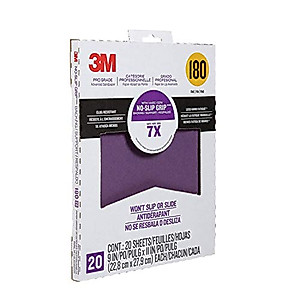3M 26180CP-P-G 180 Grit Pro Grade No-Slip Grip Advanced Sandpaper (20 Pack), 9 x 11"