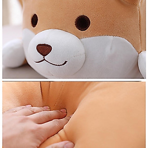 Shiba Inu Dog Plush Pillow, Cute Corgi Akita Stuffed Animals Doll Toy Gifts for Valentine's Gift, Christmas,Sofa Chair, Brown Round Eye, 15"