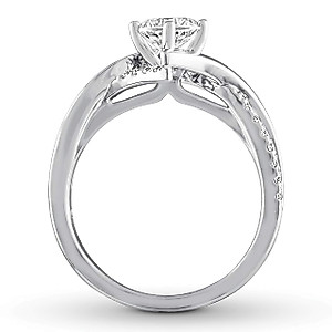 VOLVIROS Engagement Ring 1.0 CT Moissanite Engagement Rings for Women Platinum Plated Silver Size 4.5