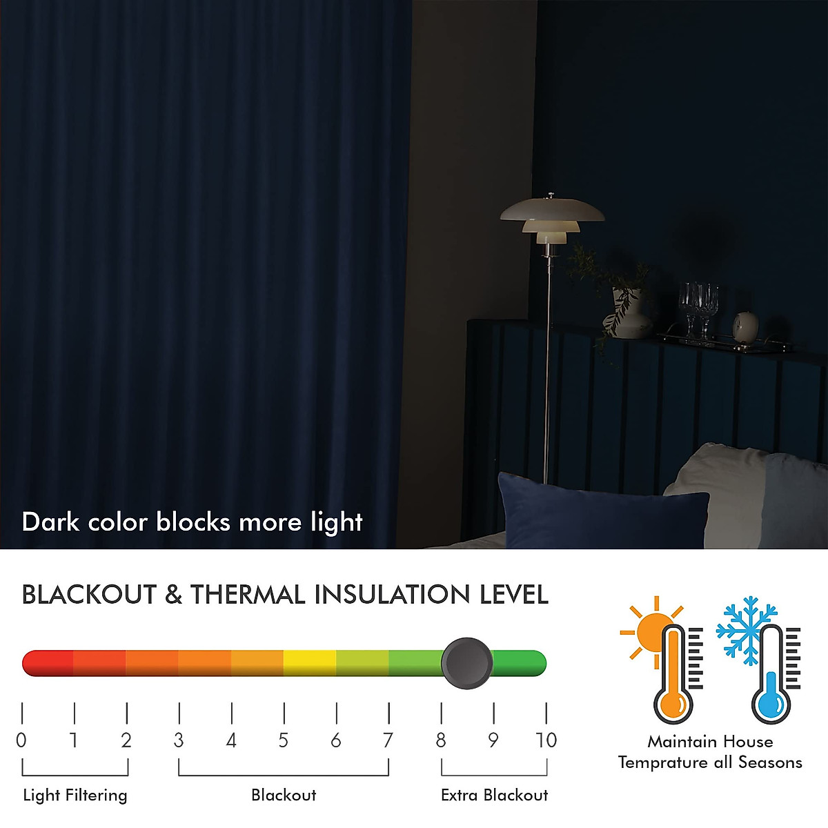 Twin Six Super Soft Blackout Velvet Curtains with 2 Pillow Case,Thermal Insulated Solid Heavy Rod Pocket Window Drapes for Living Room (Navy Blue, 52"x84",2 Panels)