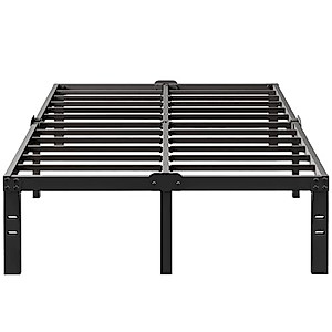 LIJQCI 16 Inch California King Bed Frame 3000 lbs Heavy Duty Metal Platform Bed Frames Large Under Bed Storage Space Mattress Foundation No Box Spring Needed, Noise Free, Black