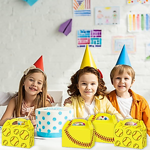 gisgfim 12 Pcs Softball Party Gift Treat Box, Softball Candy Goodie Favor Box for Softball Theme Birthday Baby Shower Party Favors Supplies Decorations