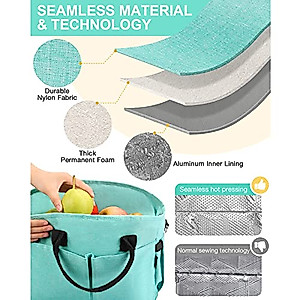 Glantop Insulated Lunch Bags for Women, Extra Large Lunch Tote Box with Shoulder Strap, Water Bottle Holders and Side Pockets, Leakproof Cooler Lunch Bag for Work Picnic Camping School Beach