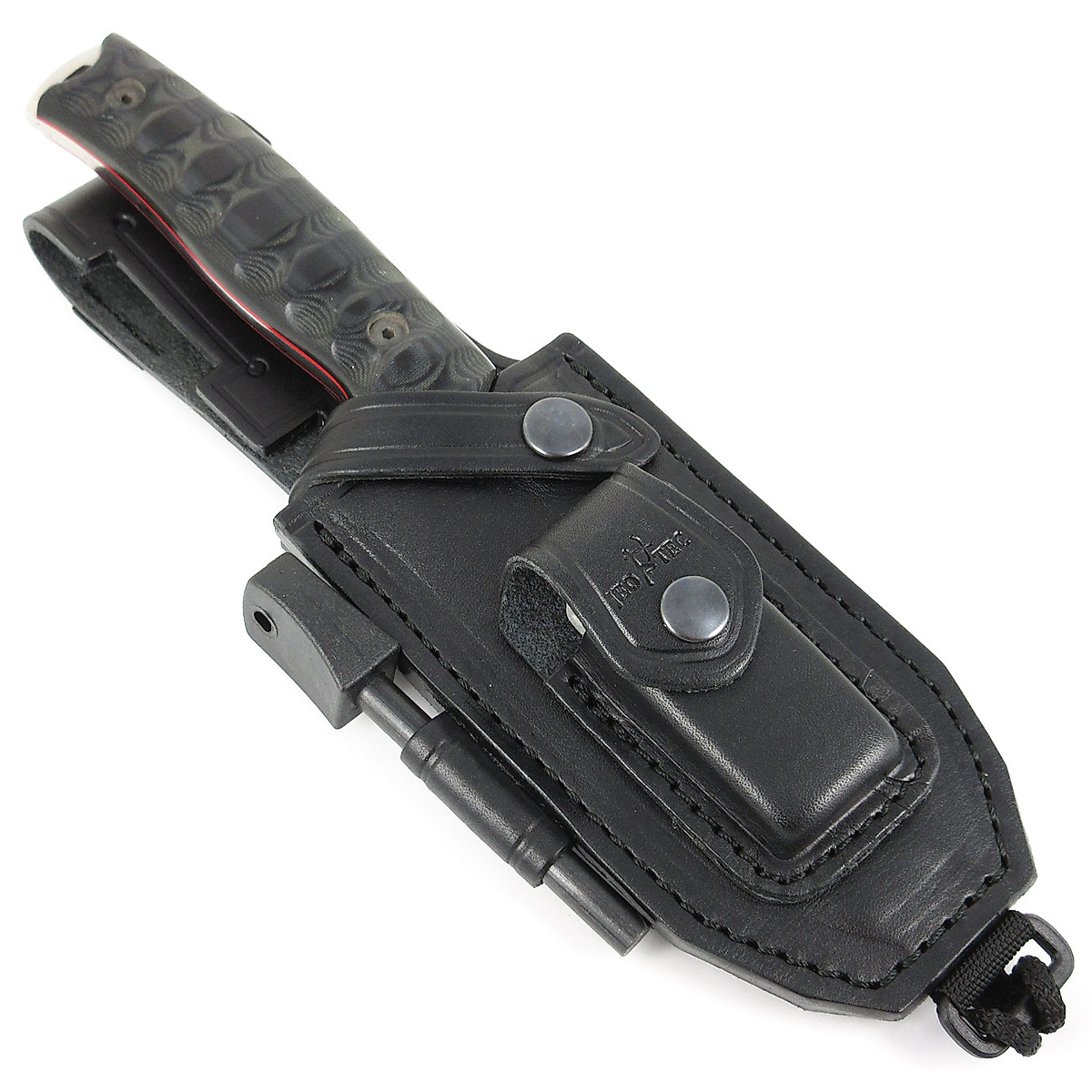 JEO-TEC Nº21 Bushcraft Survival Hunting Tactical Knife - BOHLER N690C Stainless Steel, Multi-positioned Leather Sheath, Sharpener Stone & Firesteel included - Handmade