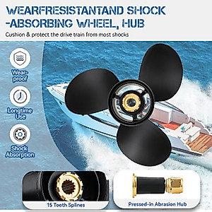 Qiclear 14 1/2 x 19 Pitch Upgrade OEM Boat Propeller fit Mercruiser Alpha One &Mercury Outboard Motos 135-300 Hp,48-832830A45,Hub Kits Included,15 Spline Tooth,RH 14.5 x 19p