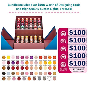 Bernette B79 Sewing & Embroidery Machine - Deluxe Embroidery Design Tools Bundle (Over $500 Embroidery Design Tools and 60 pcs Sunset Thread)