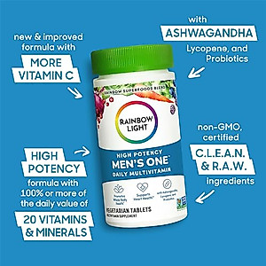 Rainbow Light Multivitamin for Men, Vitamin C, D & Zinc, Probiotics, Men's One Multivitamin Provides High Potency Immune Support, Non-GMO, Vegetarian, 150 Tablets