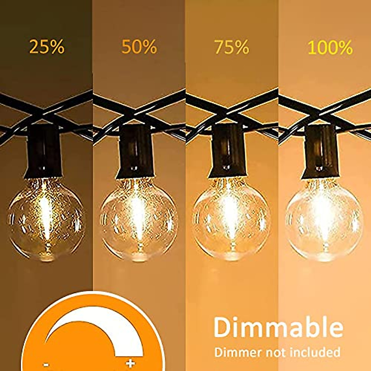 Afirst LED Outdoor String Lights 50FT with 52 Bulbs Shatterproof Weatherproof Globe String Lights for Patio Backyard Garden Party Lighting