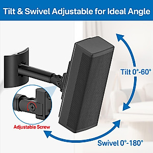 Angle Adjustable Bose Speaker Wall Mount - Ceiling & Wall Mount for Bose UB-20 Series II, SoundTouch, CineMate, Lifestyle, Acoustimass, Cube Surround Speaker Bracket, Black
