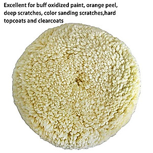 Polishing Pad Buffing Pads Kit 2PCS 6inch 100% Natural Wool Hook & Loop Grip Buffing Pad for Compound Cutting & Polishing for Car Polishing Motorcycle Washing Machine Refrigerator Furniture etc