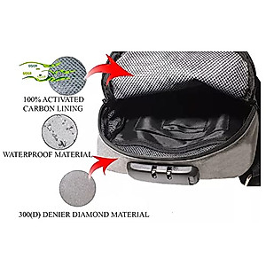SOLIT Smell Proof Bag with Combination Lock | Activated Carbon Lining | Odor Proof Material | Crossbody Sling Bag | Waterproof Shell | Medicine Bag | Advanced SBS Zipper