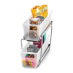 madesmart Mini 2 Tier Organizer, Pack of 1, Frost & Value 8-Piece Interlocking Bin Pack - Granite | Value Collection | Customizable Multi-Purpose Storage | Durable | Easy to Clean | BPA-Free (59601)