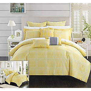 Chic Home 8 Piece Sicily Oversized Overfilled Comforter Set, King, Yellow
