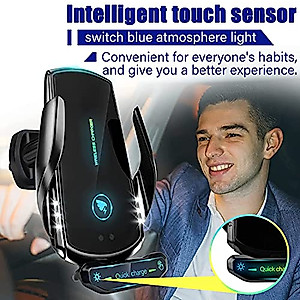 Wireless Car Charger for All Smartphones, 15W QI Fast Charging，Auto-Clamping Car Wireless Charger Air Vent Car Phone Mount (Black)