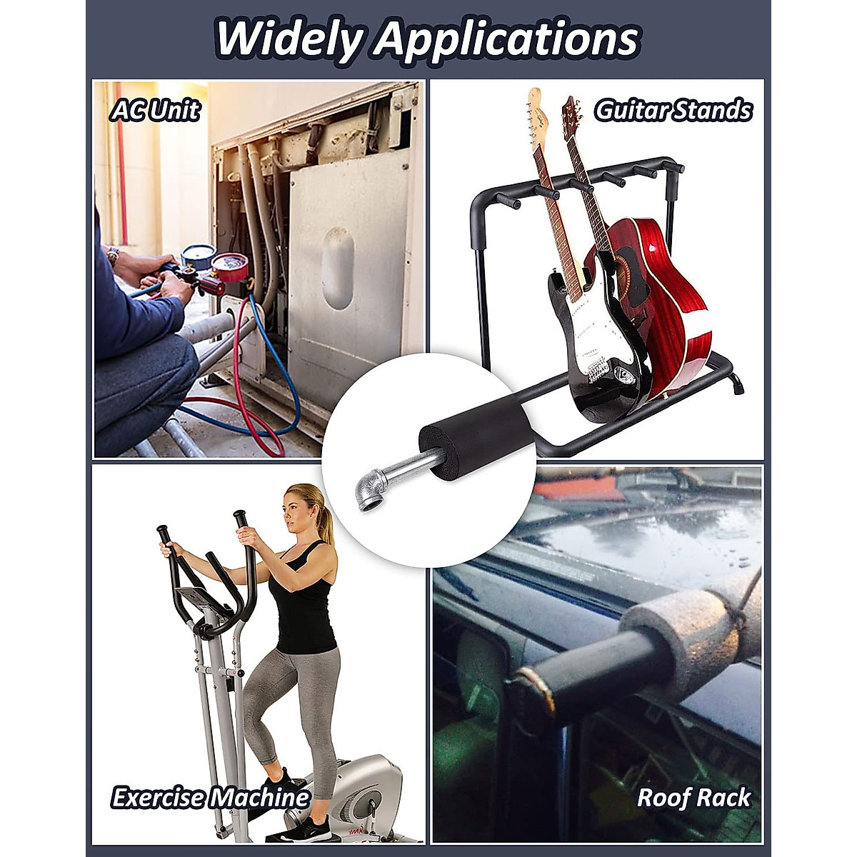 Pipe Insulation Foam Tube - 1" Foam Tubing for AC Unit, Guitar Stands, Exercise Machine Handle and Roof Rack, - 1"(25mm)ID 1-13/32"(43mm)OD - 6Ft