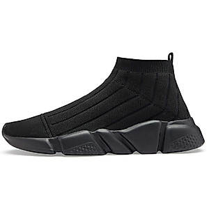 Santiro Slip On Shoes Women Sneakers Lightweight Running Shoes Breathable Gym Athletic Shoes Fashion Walking Tennis Shoes All Black 9.5 US