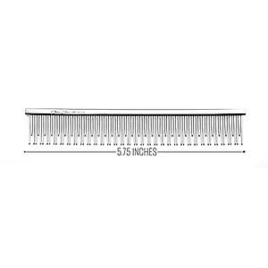 Chris Christensen 6in Cat/Carding Dual Tooth Butter Comb, Groom Like a Professional, Rounded Corners Prevent Friction and Breakage, Solid Brass Spin with Steel Teeth, Chrome Finish