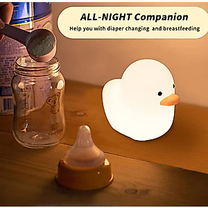 ipalmay Home Night Lights for Kids USB Rechargeable Lamps, ABS+PC Bedside Lamp for Breastfeeding, Touch Control&Timer Setting, White Duck