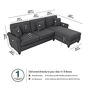 Bush Furniture Hudson 102-inch Stain-Resistant Contemporary Couch, Long Lasting Comfort, Easy to Assemble Pet-Friendly Living Room Sofa to Lounge, 102W, Charcoal Gray Herringbone