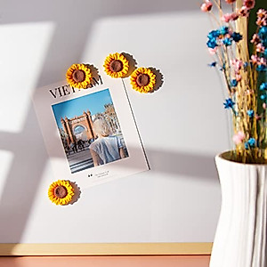 Cute Sunflower Fridge Magnet for Adult, Funny Refrigerator Decorative Magnets for Kitchen, Locker and Office Whiteboard (Sunflower x 12 PCS)