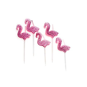 Birthday Candles - 1st Birthday Candle - Flamingo Candles - 5th Birthday Candles -Pink Flamingo Candles - Wedding Love Candles for Cake (Flamingo/Pink Glitter)