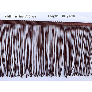 MONIDOOR Chainette Fringe Trim 6 Inch 10 Yards Tassel Fringe Trim for Sewing Craft DIY Decoration(918 Dark Brown)