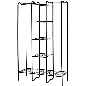 Clothes Rack with Shelves, Metal Closet Wardrobe Clothes Organizer, Portable Wardrobe Closet for Hanging Clothes with Hanging Rods, Freestanding Wire Shelving Garment Rack Closet Organizer and Storage