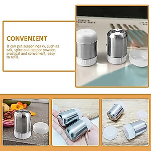 Stainless Steel Container 2PCS Salt and Pepper Shakers with Pour Holes Stainless Steel Dispenser Seasoning Bottles Condiment Jar for Kitchen Cooking Stainless Steel Containers