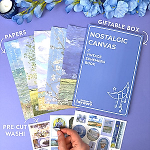 Vintage Journaling Supplies for Junk Journal - 487 Scrapbooking Stickers & 20 Ephemera Papers. FAYWARE Washi Stickers with Art Famous Paintings