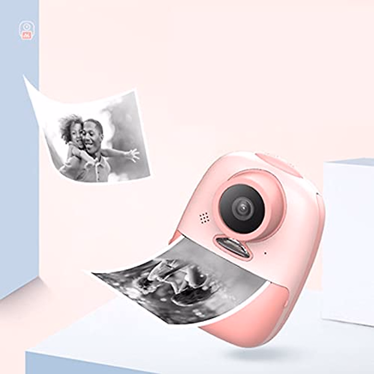 Damian-Sewing Kids Instant Print Camera Kids Camera with 2”HD Large Screen, Zero Ink Digital Camera with Thermal Printing Paper and Cartoon Stickers, Children Toy Camera (Color : Pink)