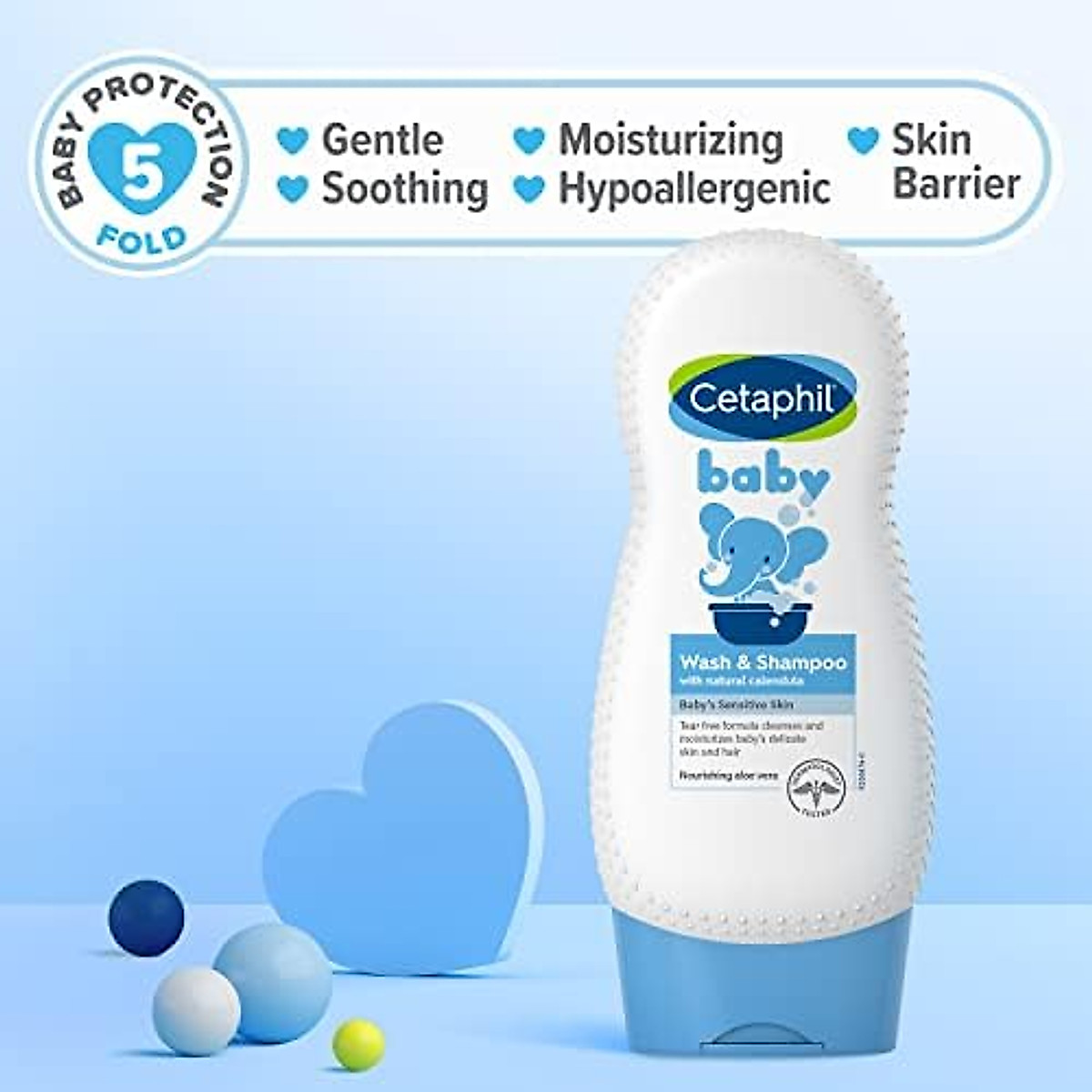 Cetaphil Baby Shampoo and Body Wash with Organic Calendula, 7.8 Fl Oz, Hypoallergenic, Tear Free, Soap Free, Ideal for Everyday Use