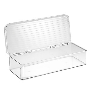 iDesign Kitchen Binz Stackable Box, 14cm x 34cm x 7.5cm, Clear, 14 x 34 x 7.5 cm