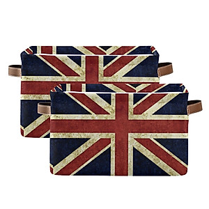 ALAZA Old Union Jack Fashion Foldable Storage Box Storage Basket Organizer Bins with Handles for Shelf Closet Living Room Bedroom Home Office 2 Pack