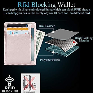 LinsCraft Leather RFID Blocking Minimalist Credit Card Holder Slim Pocket Wallets for Men Women