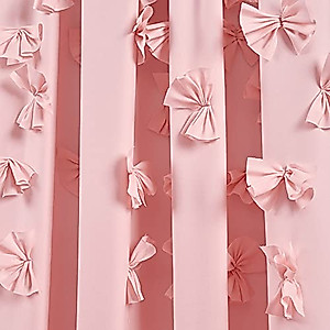 Lush Decor Riley Window Curtain Sheer Ruffled Textured Bow Window Panel for Living, Dining Room, Bedroom (Single), 54"W x 84"L, Pink