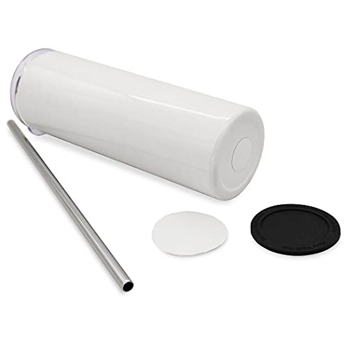 CALCA 10pcs Sublimation Tumblers Blank White 20 OZ Skinny Tumbler Travel Mug Cups Stainless Steel Tumbler with lid and straw for DIY Gift, Coffee, Water Drinks