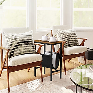 Small End Tables for Small Spaces – Small Side Table Living Room – Industrial Small Nightstand Bedroom –Narrow End Table – Slim Skinny Bedside Table – Little Thin Accent Table Tiny Drink Table